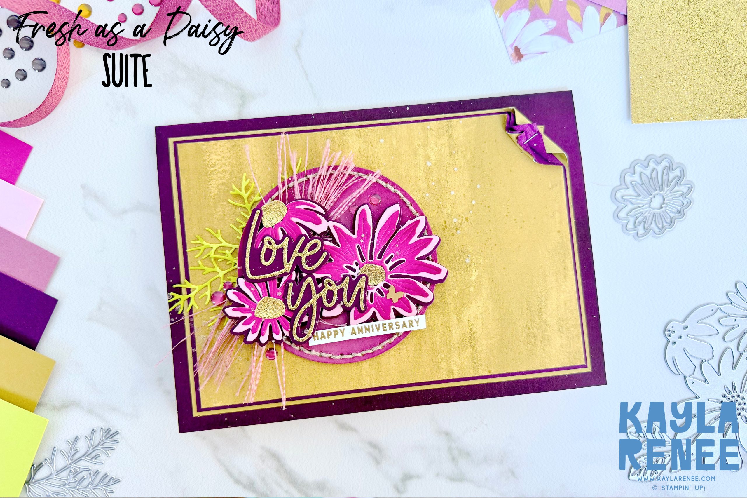 Anniversary Card Dual Pop Out Card with Fresh as a Daisy Suite