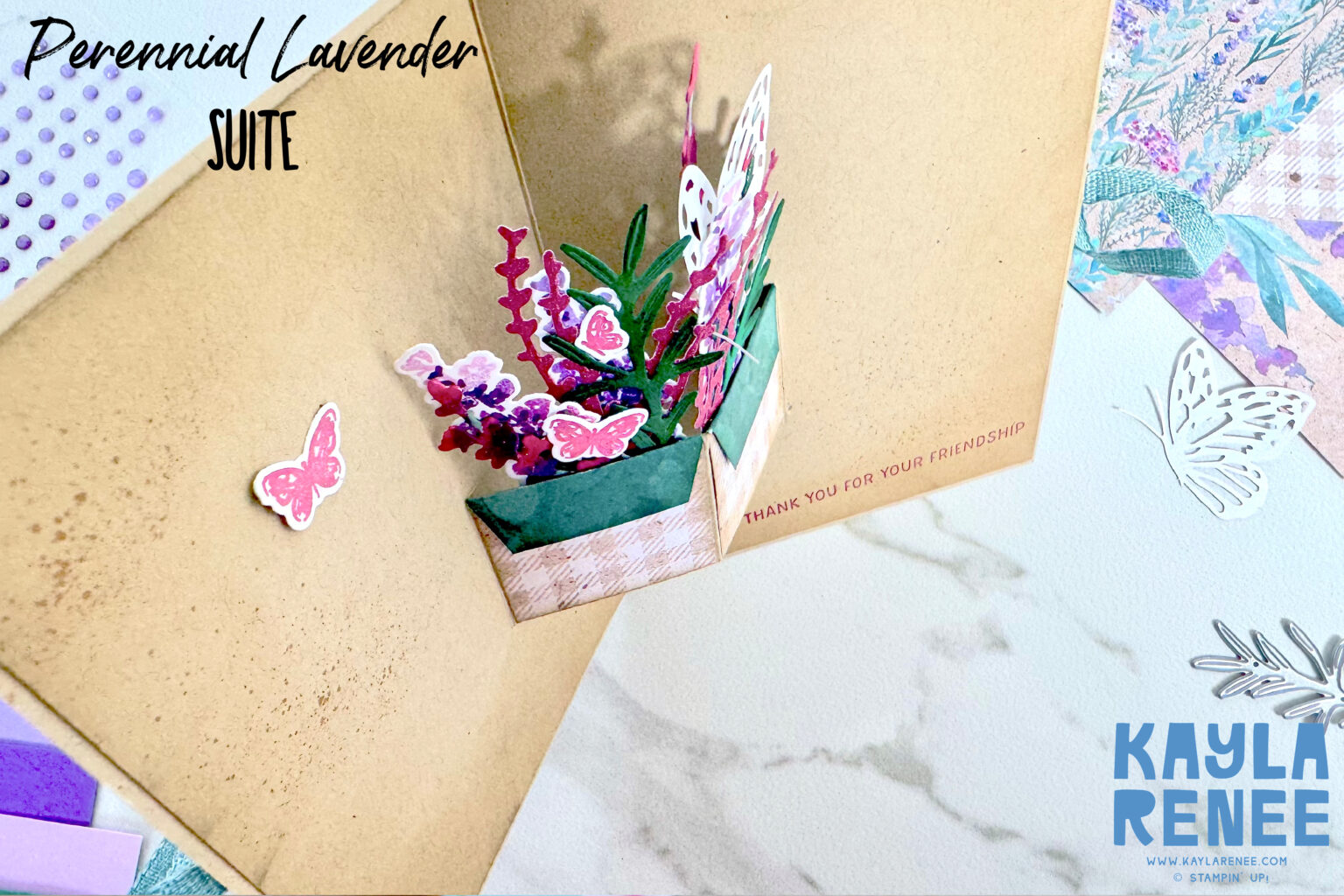 Pop Up Flower Box Using Stampin’ Up! Perennial Lavender Suite