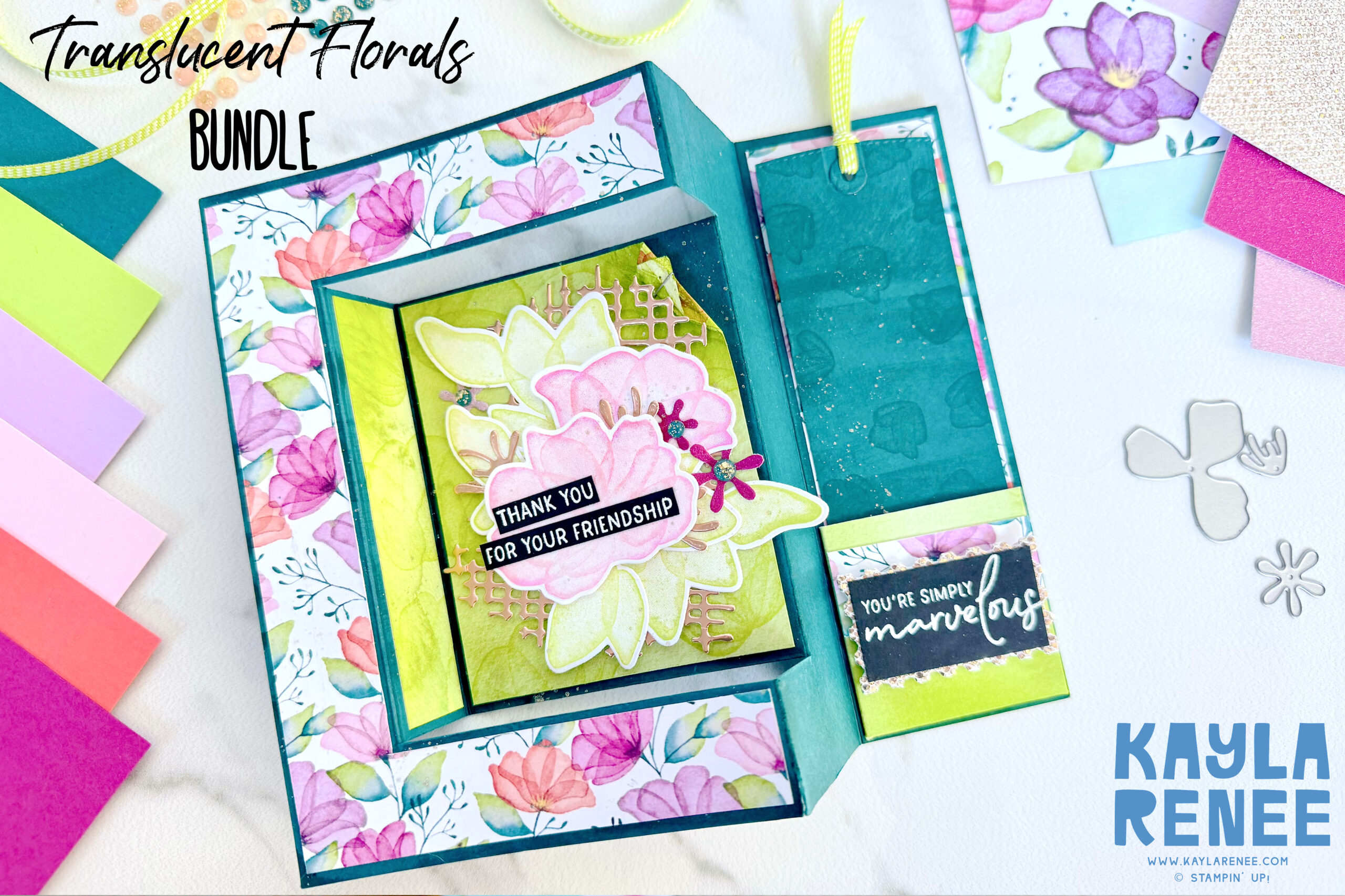 Book Shelf Card using Stampin’ Up! Translucent Florals Bundle