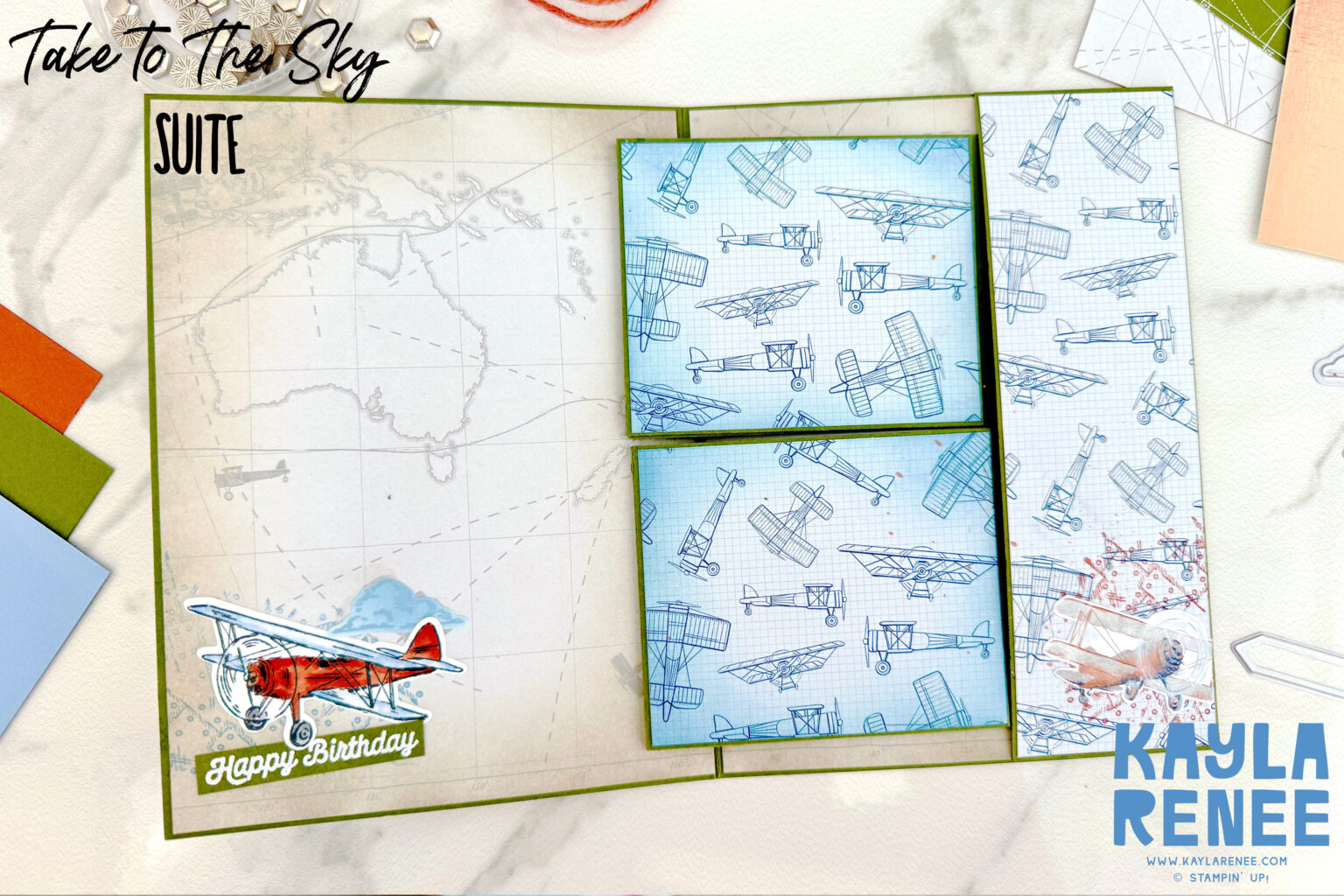 Hidden Double Flap Card using Stampin’ Up! Take to the Sky Suite