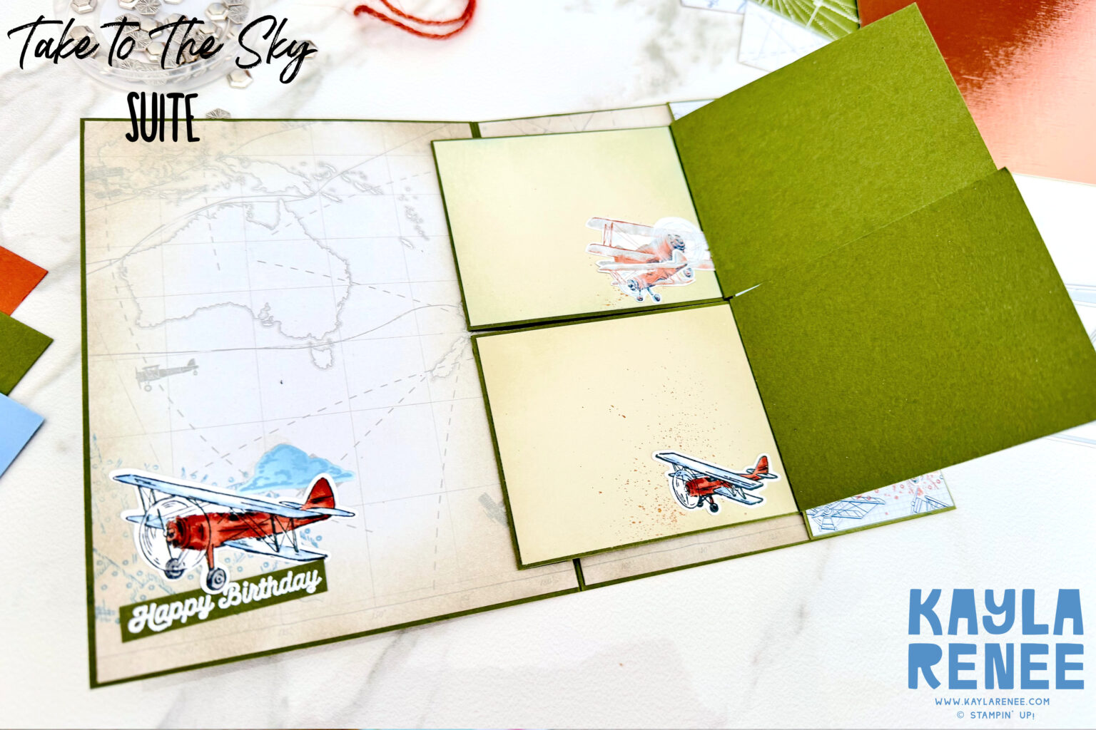 Hidden Double Flap Card using Stampin’ Up! Take to the Sky Suite
