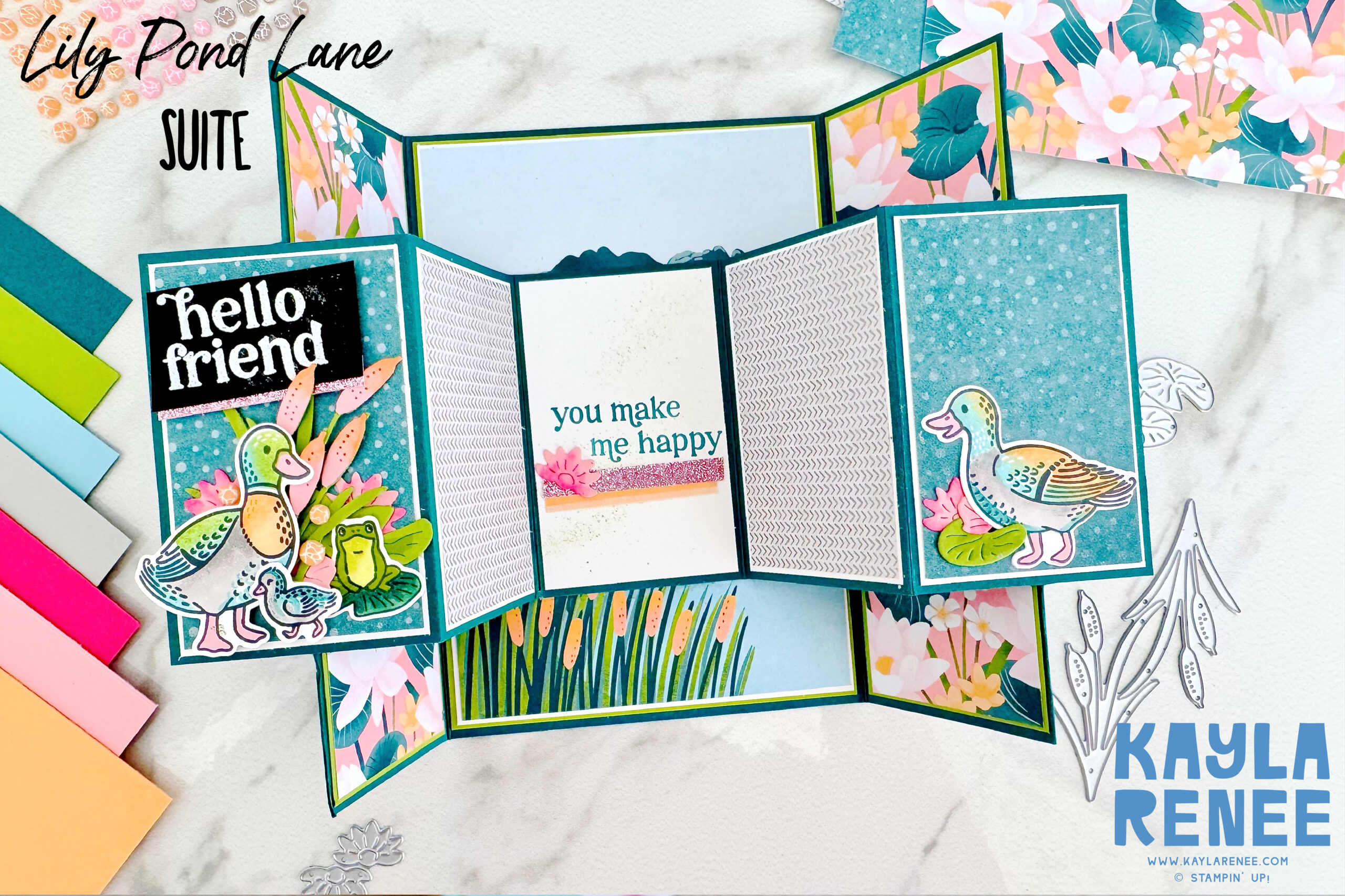 Accordion Double Gate Fold Card with Stampin’ Up! Lily Pond Lane